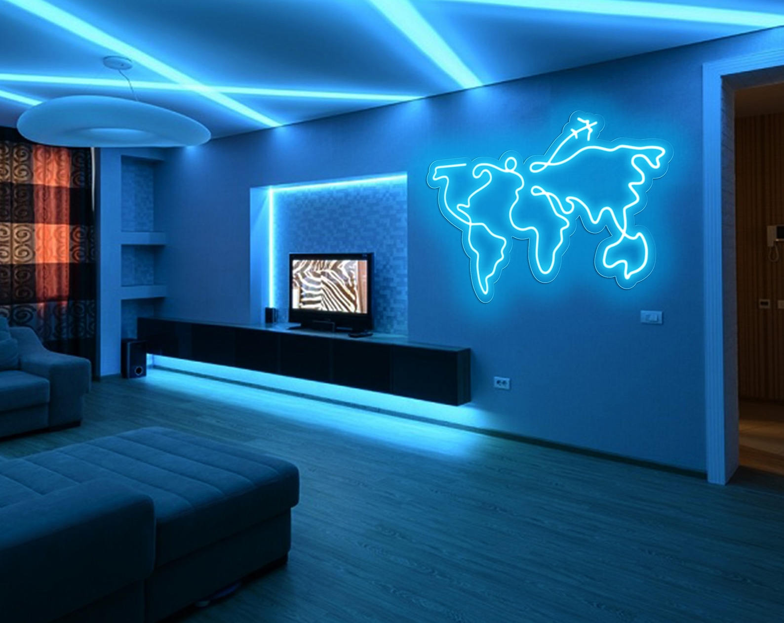 World Map Neon Sign Interior Decor Map Home Decoration LED - Etsy