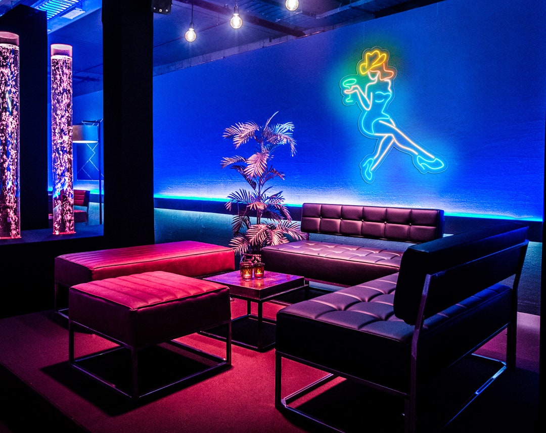 Girls With Cocktail Neon Sign Lady Body LED Sign Home Decor Custom Neon ...