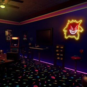 Kawaii Gengar LED Fire Anime Neon Sign Gengar I Choose You Design Home ...