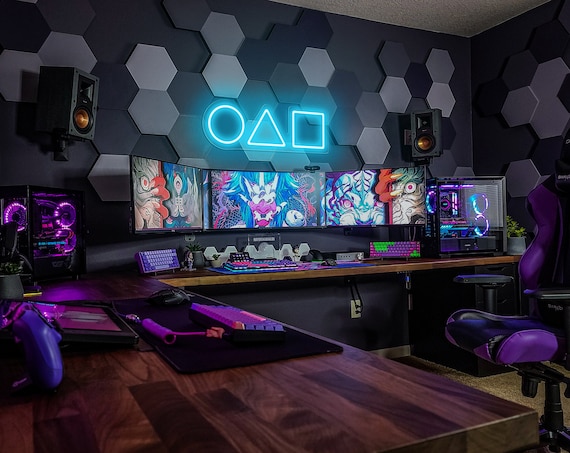 Squid Game Neon Sign Squid Game Figures Circle Triangle Square - Etsy