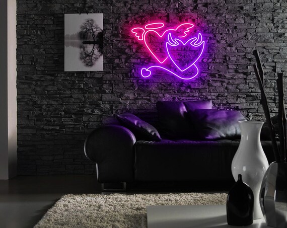 Angel & Devil Style Neon Sign Home Decoration Custom Neon Wall | Etsy