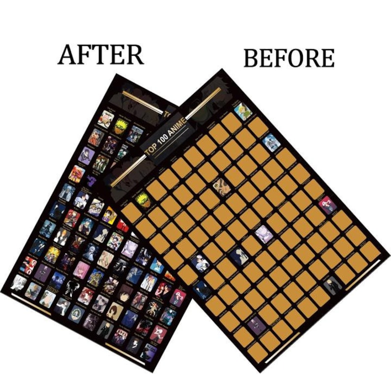Top 100 Scratch off Anime Poster - Etsy