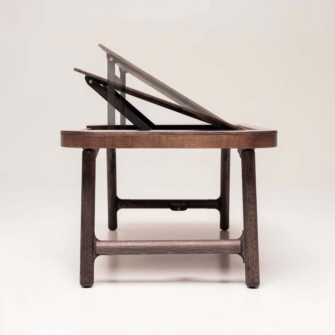 Dark Wood Laptop Desk, Portable Laptop Table for Macbook, Foldable ...