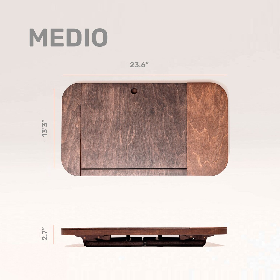 Dark Wood Laptop Desk, Portable Laptop Table for Macbook, Foldable ...