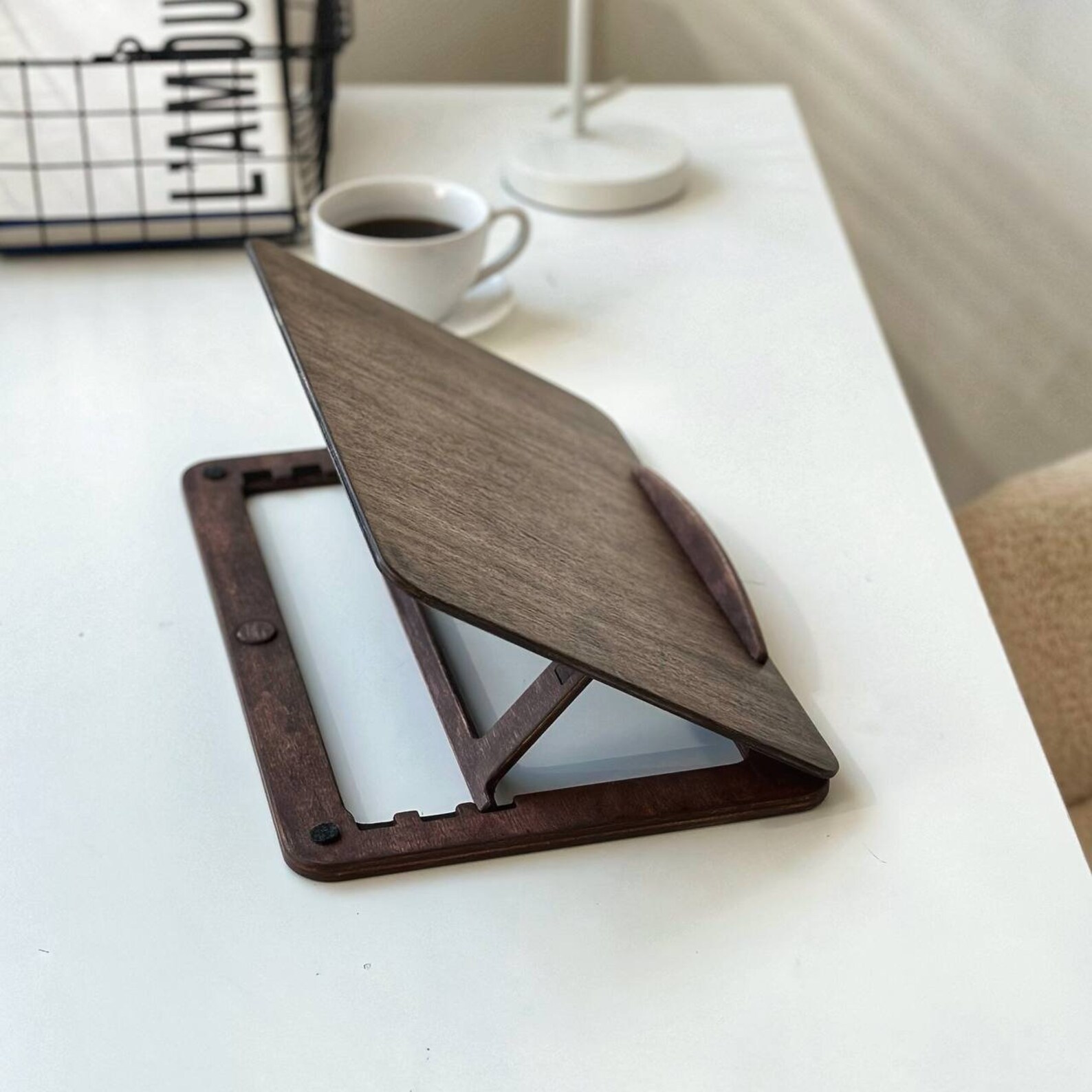 Laptop Riser Wood, Wooden Laptop Stand for Desk, Portable Wood Computer ...