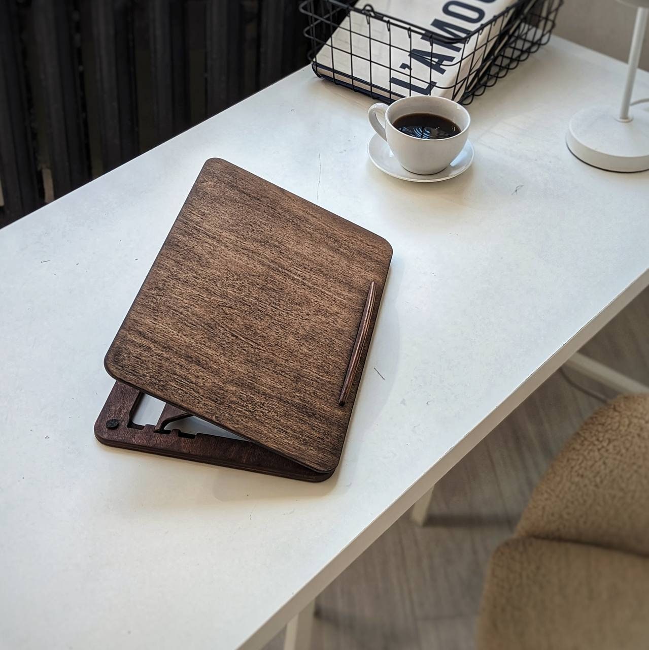 Laptop Riser Wood, Wooden Laptop Stand for Desk, Portable Wood Computer ...