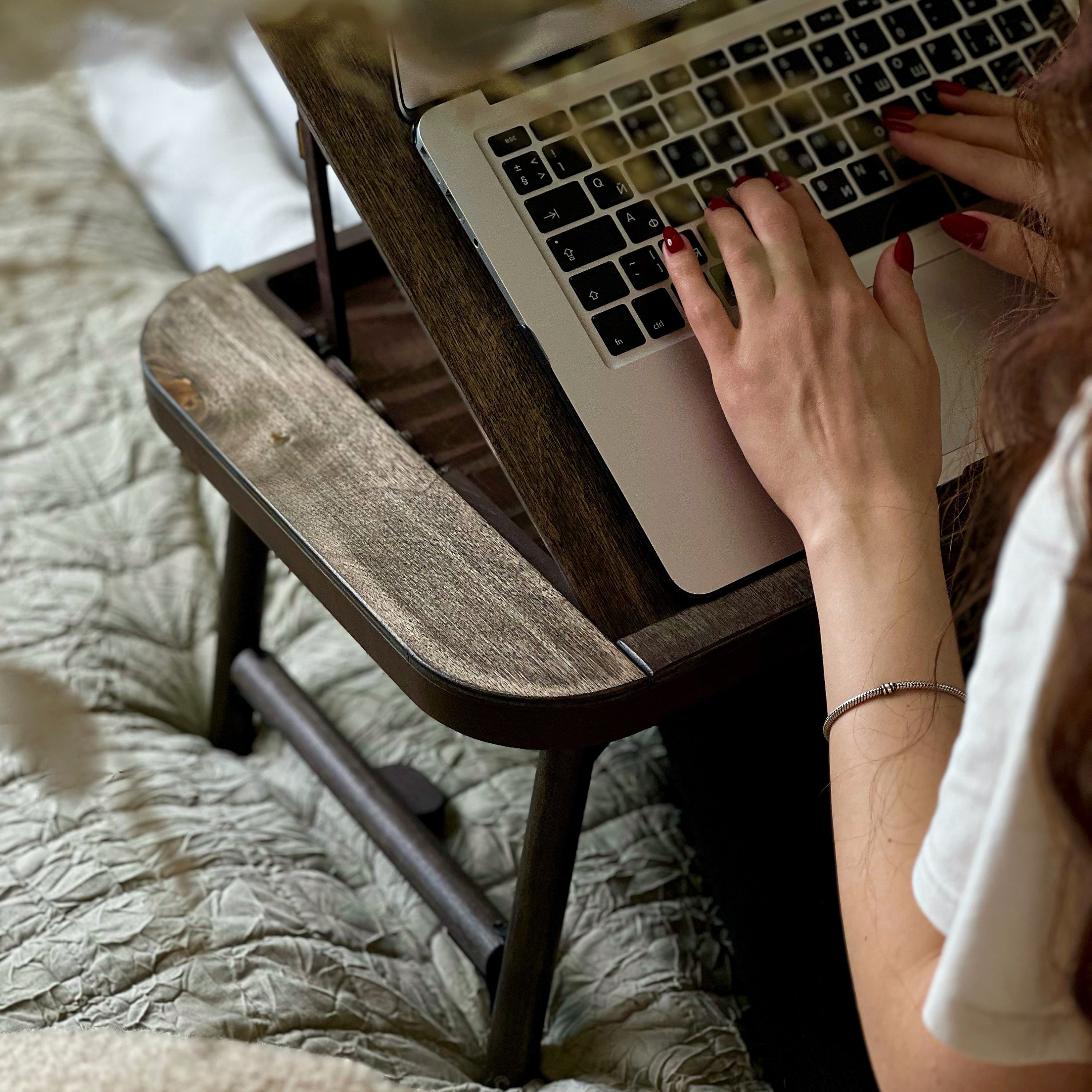 Wood Lap Desk Table for MacBook Wood Portable Table for - Etsy