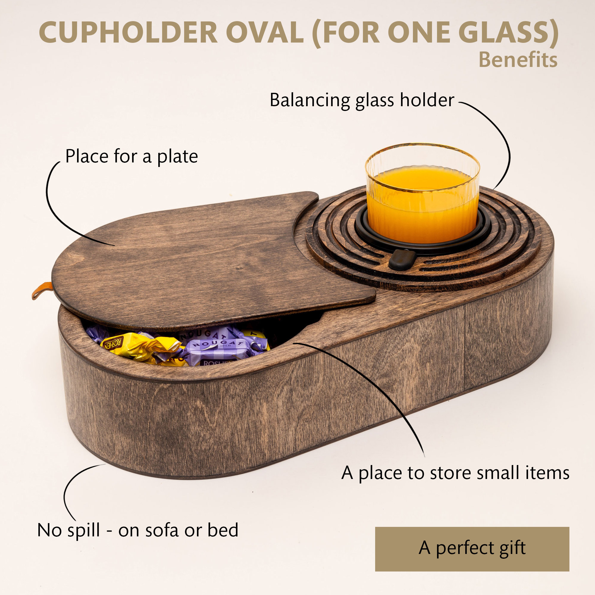 Lovesac Wooden Cup Holder, Recycled Plastic Gyroscope Cupholder, Wooden ...