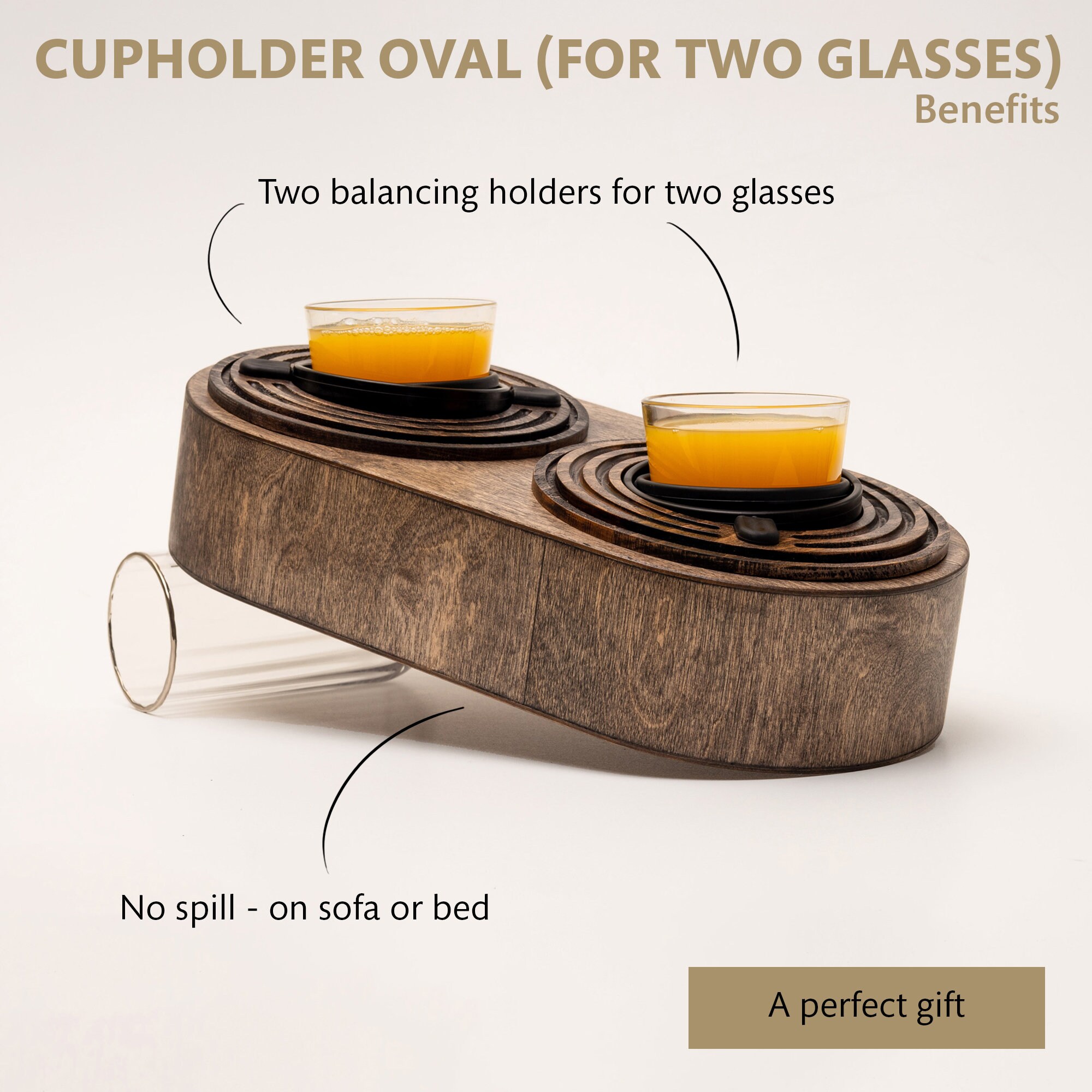 Wooden Non Spill Cup Holder, Lovesac Cup Holder, Wood Gyroscope Cupholder, Minimalist Couch ...