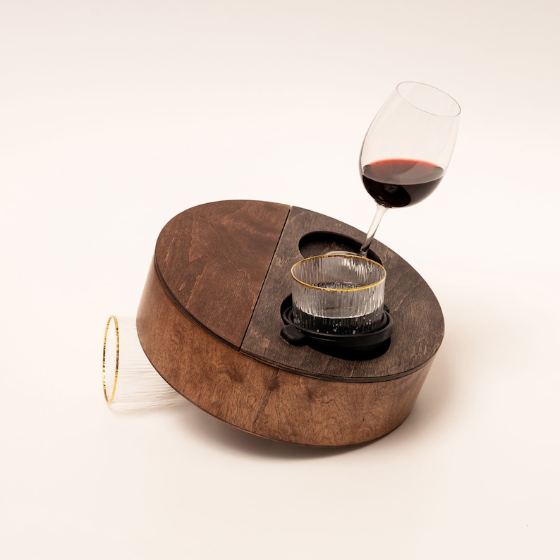 Non Spill Couch Cup Holder, Wooden Non Spill Glass Coaster, Anti-spill ...