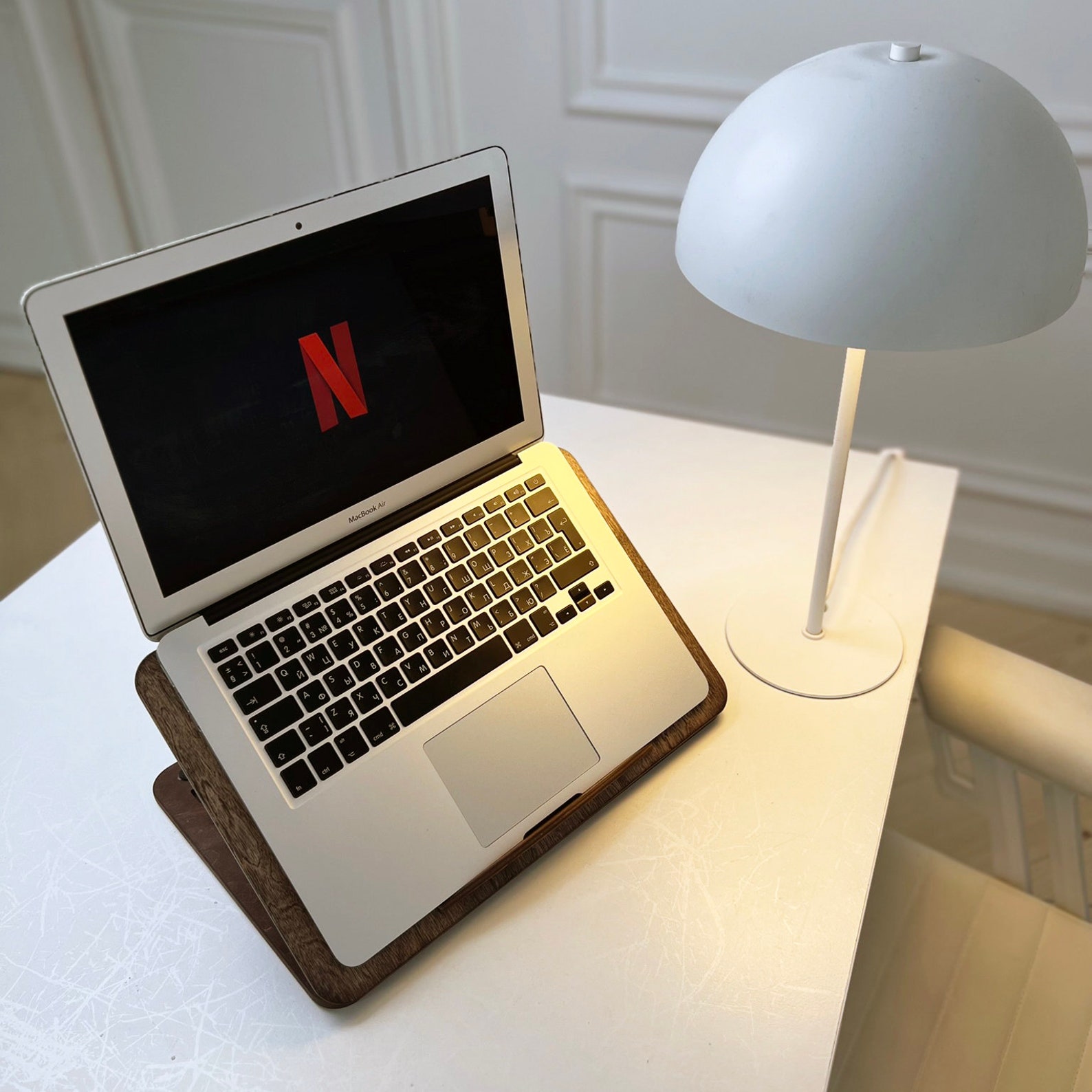 Laptop Riser Wood, Wooden Laptop Stand for Desk, Portable Wood Computer ...