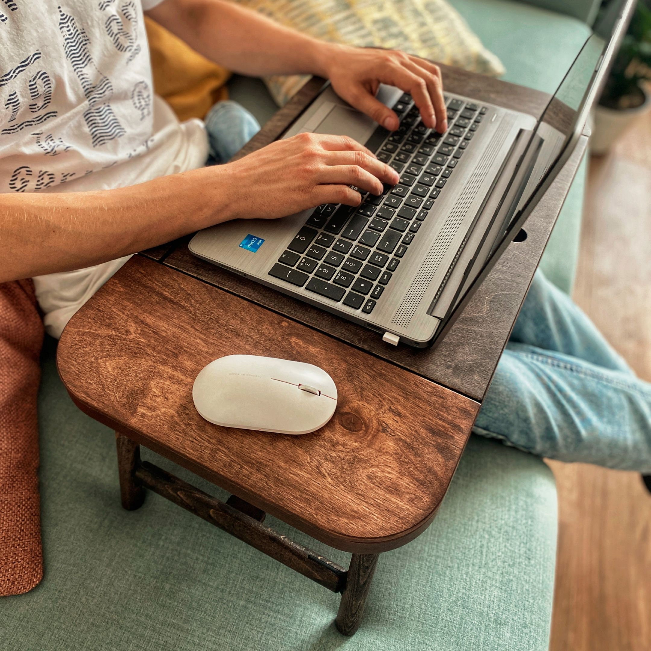 Wooden Foldable Lap Desk, Folding Wood MacBook Stand, Laptop Bed Tray ...