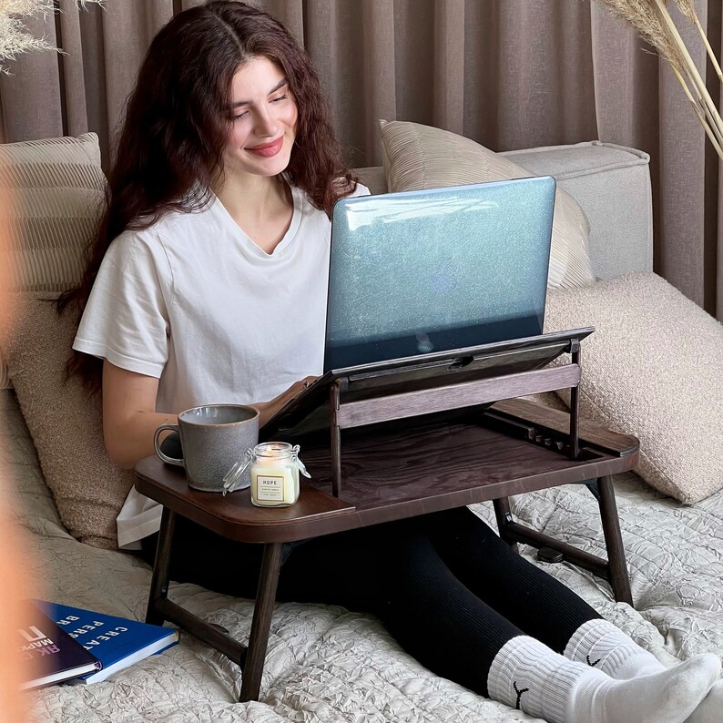 Portable Wood Laptop Desk, Wood Portable Desk, Foldable Laptop Stand ...