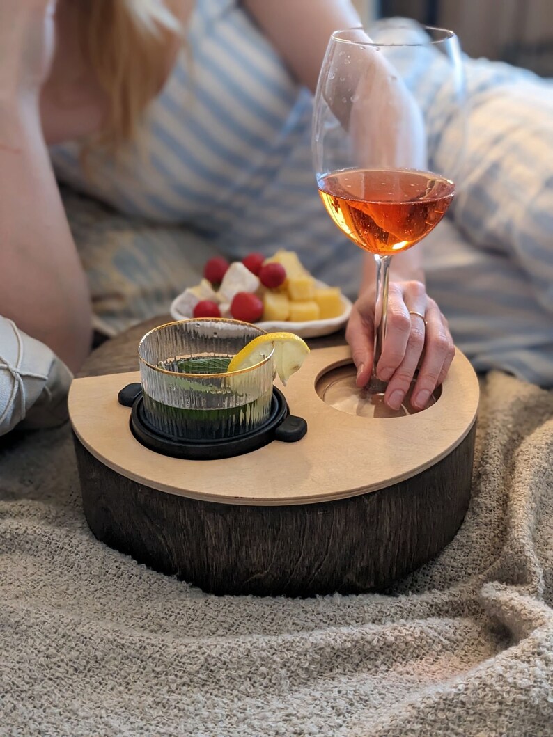 Non Spill Couch Cup Holder, Wooden Non Spill Glass Coaster, Anti-spill ...