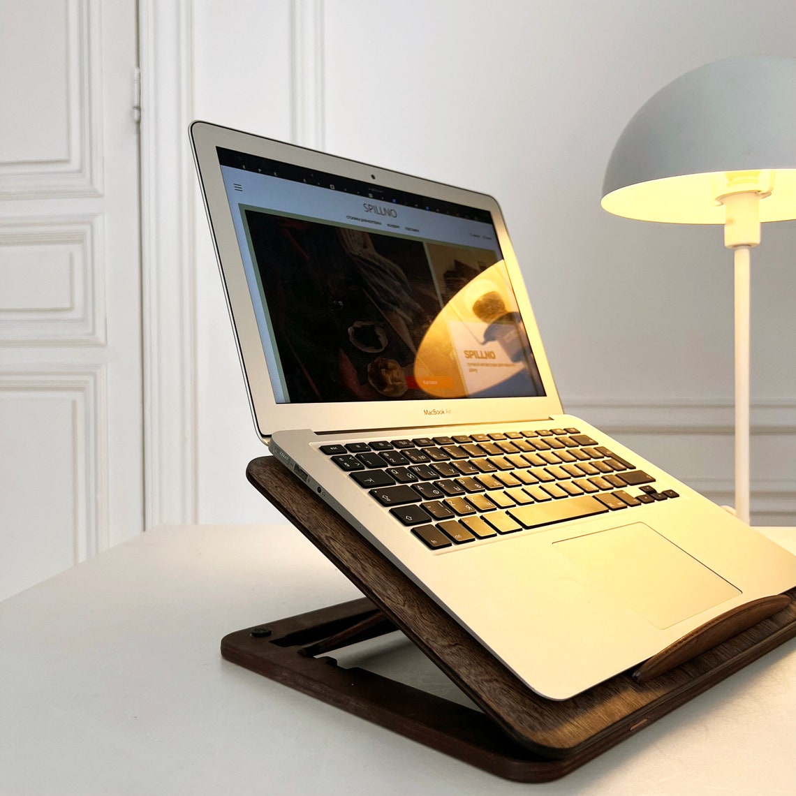 Laptop Riser Wood, Wooden Laptop Stand for Desk, Portable Wood Computer ...