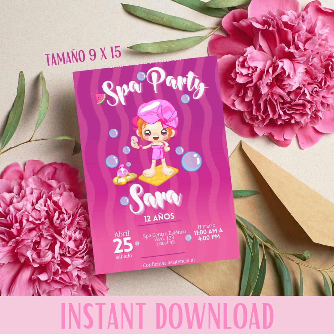 Invitation Spa Girls Edition on Canva Spa Invitations for Girls Edition ...