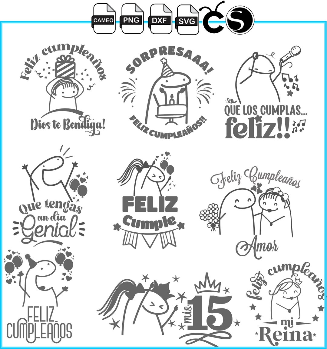 Flork svg png dxf silhouette cameo cricut deformitos svg cumpleaños ...