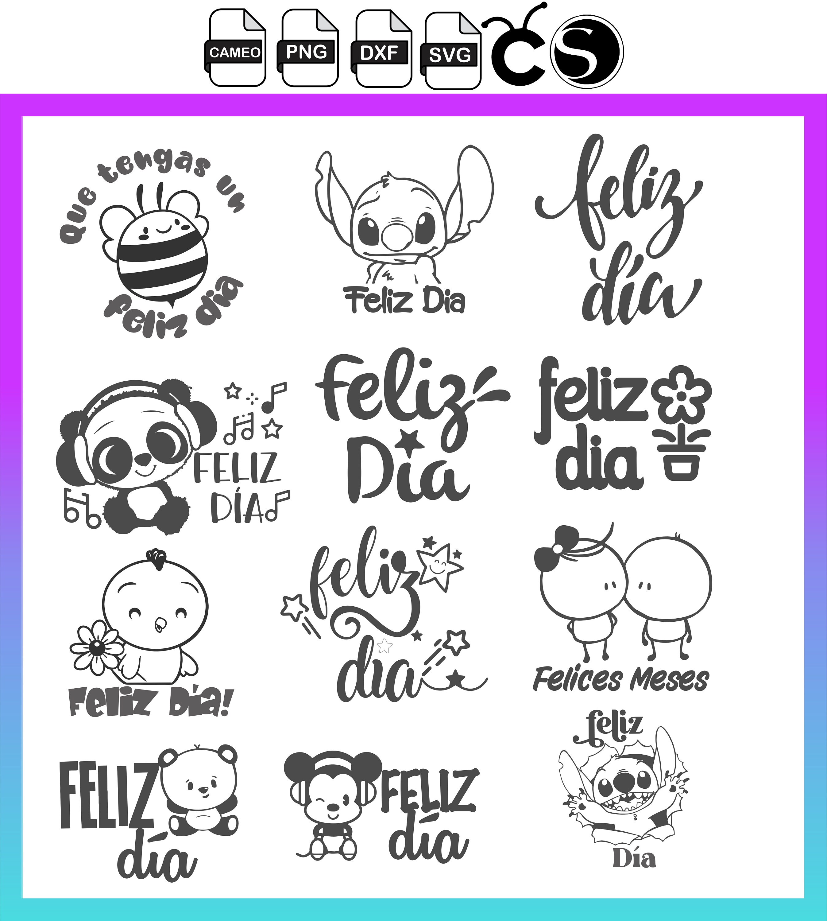 Bundle Svg Happy Day Svg Png Dxf Silhouette Cameo Studio Cricut Files ...