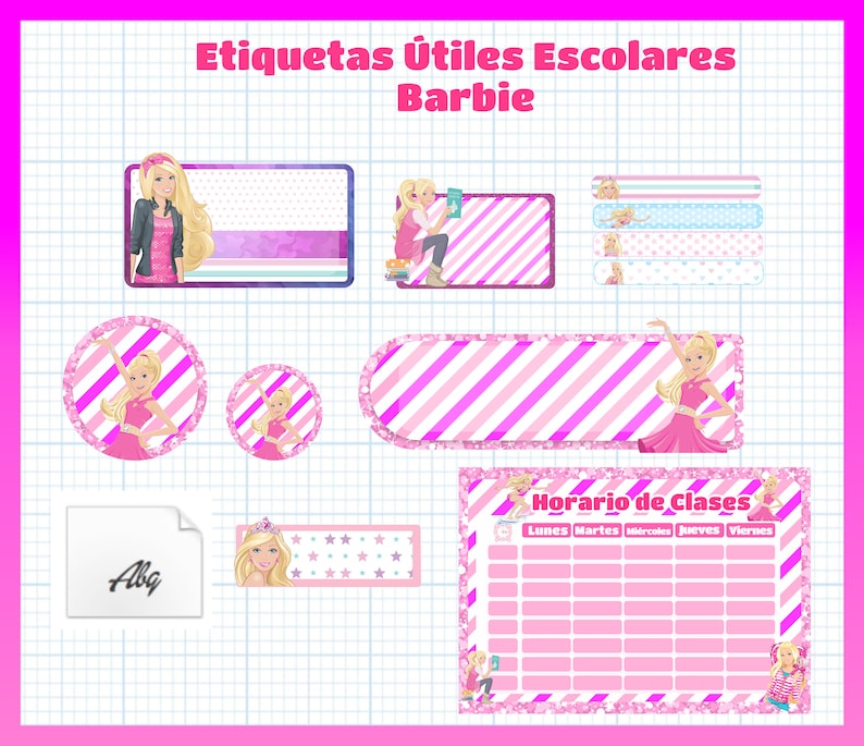 Etiquetas labels utiles escolares png template plantillas - Etsy México