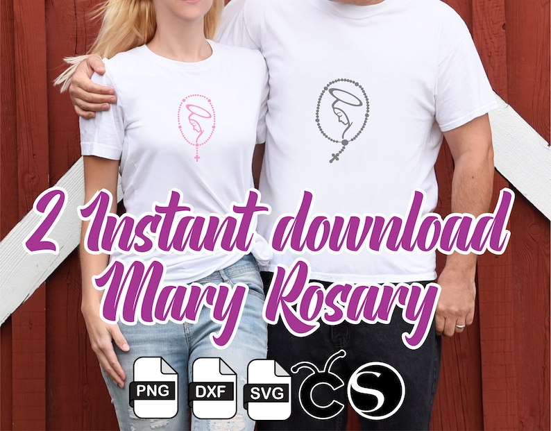 Rosary Holy Mary Svg Png Dxf Cameo Silhouette Rosary of the Virgin Mary ...