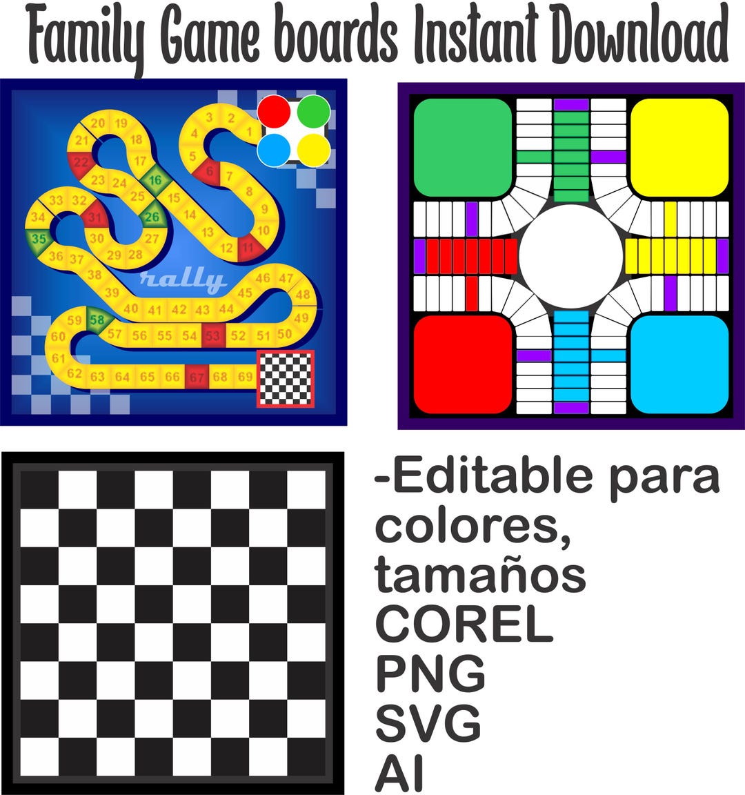 Family Game Boards Svg Png Ai Corel Instant Download Files Printable ...