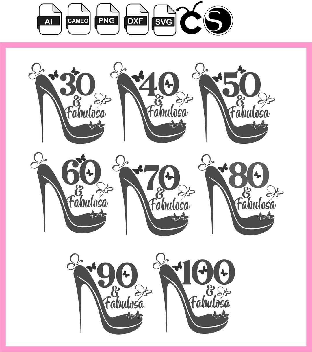 50 and Fabulous Svg Fabolous Svg 60 70 80 90 100 Birthday Svg Png Dxf ...