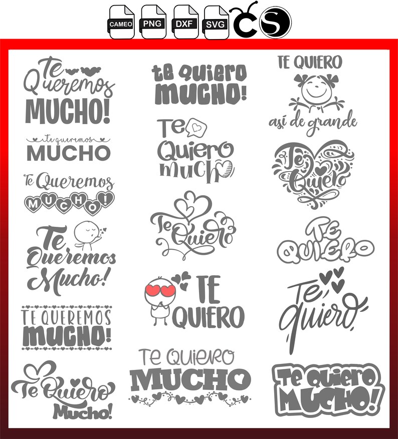 Te quiero svg te quiero mucho te queremos svg png dxf silhouette cameo ...