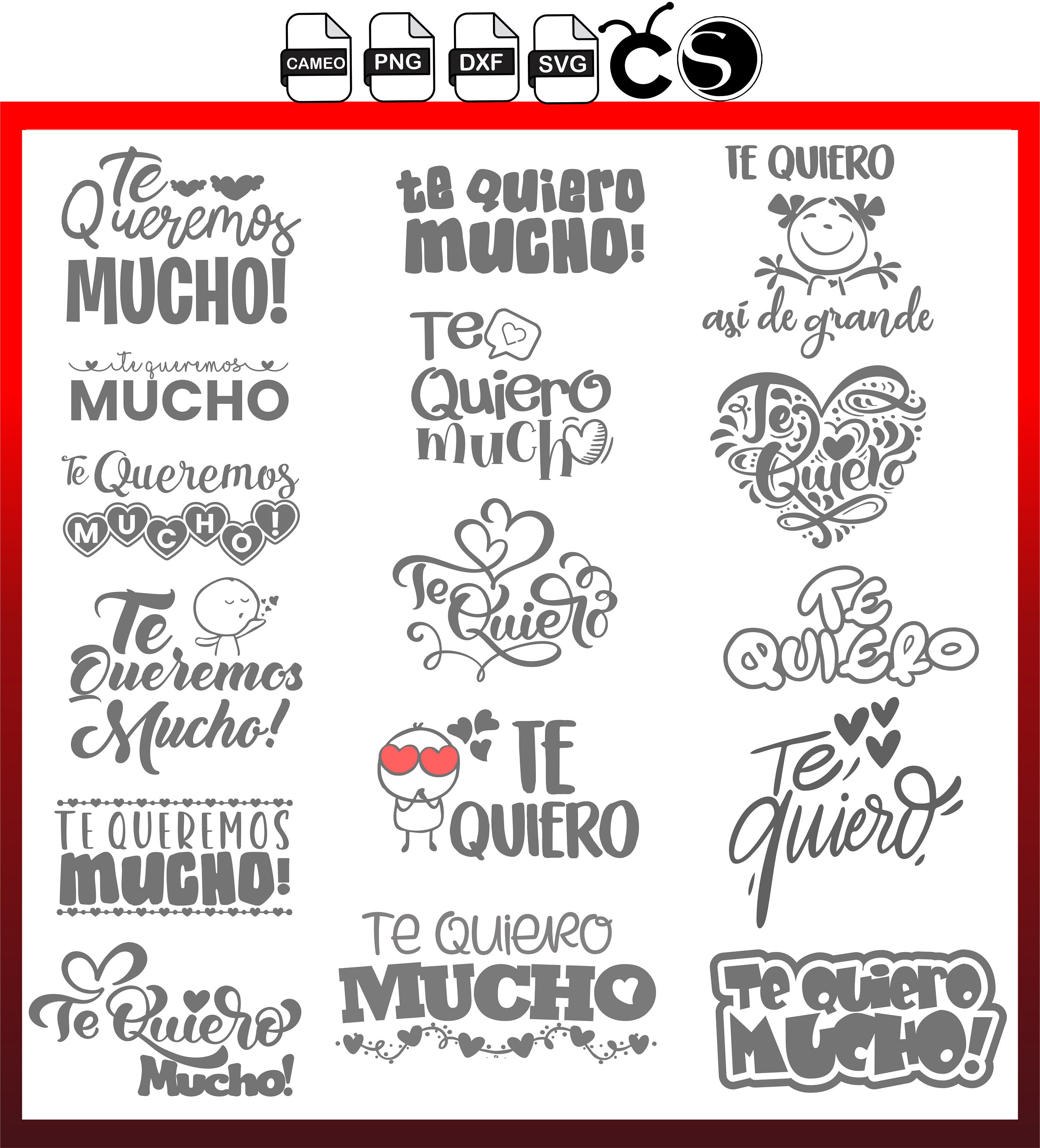 Te quiero svg te quiero mucho te queremos svg png dxf silhouette cameo ...