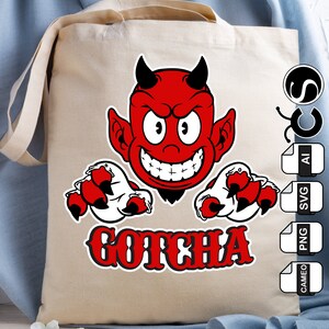 Halloween Svg Png AI Silhouette Gotcha Tshirts Devil Sublimation Mug - Etsy