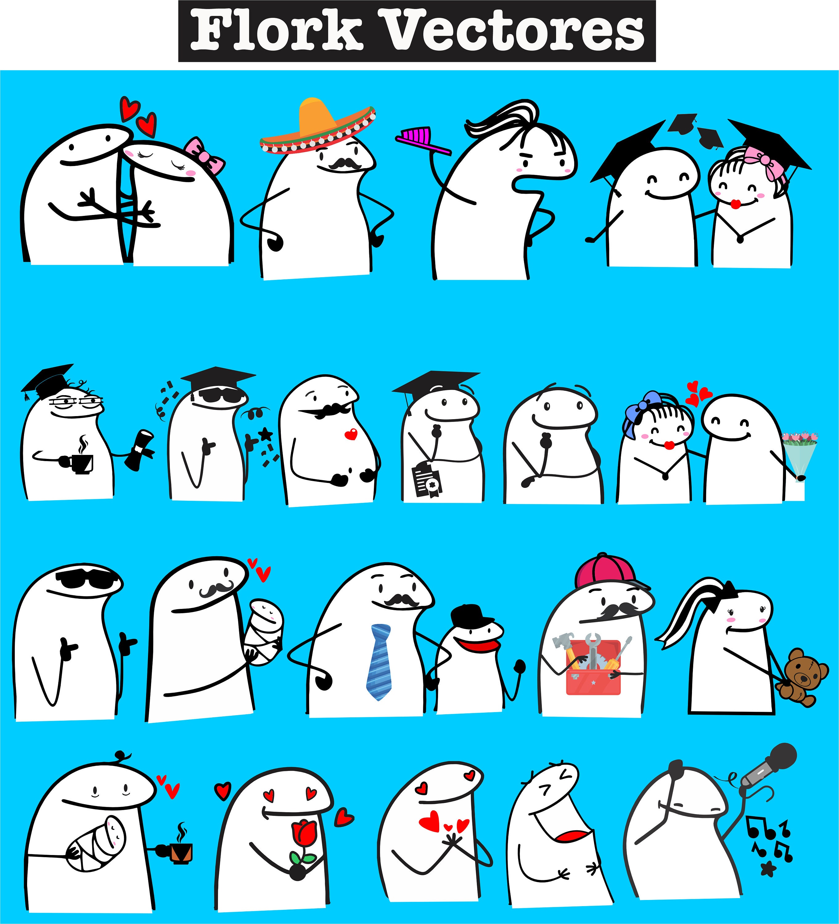 Vectores Flork svg Bundle pack pdf corel ai archivos digitales flork ...