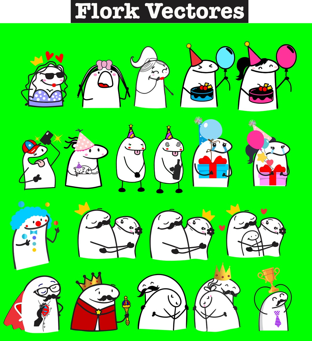 Vectors Flork Svg Bundle Pack Pdf Corel Ai Digital Files Flork Love ...