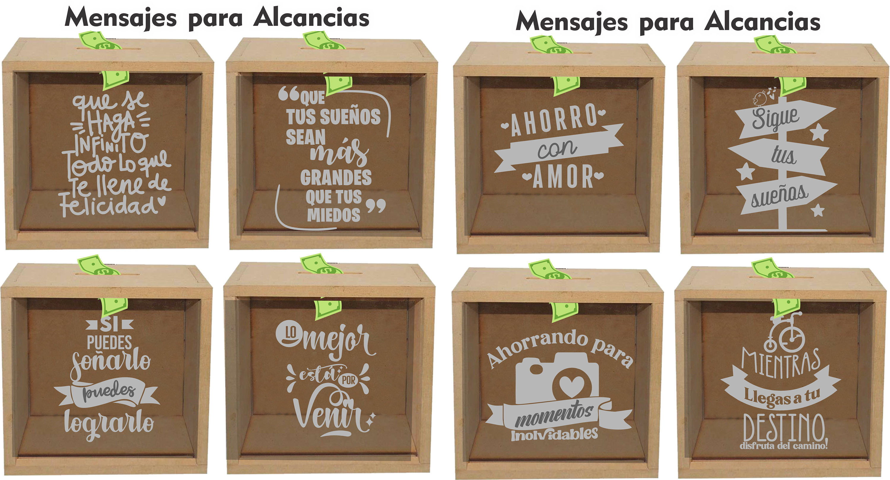 Mensajes para alcancias svg png dxf silhouette cameo cricut money box ...