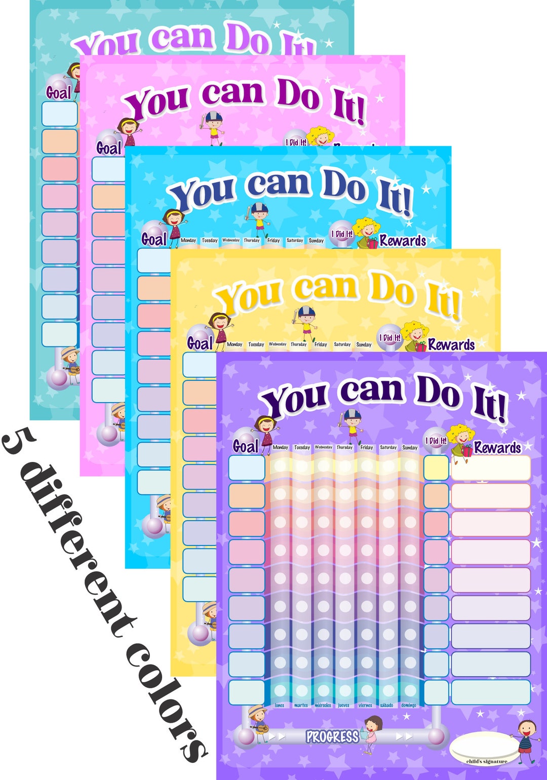 Printable Reward Chart, Printable Achievement Chart, Printable Letter ...