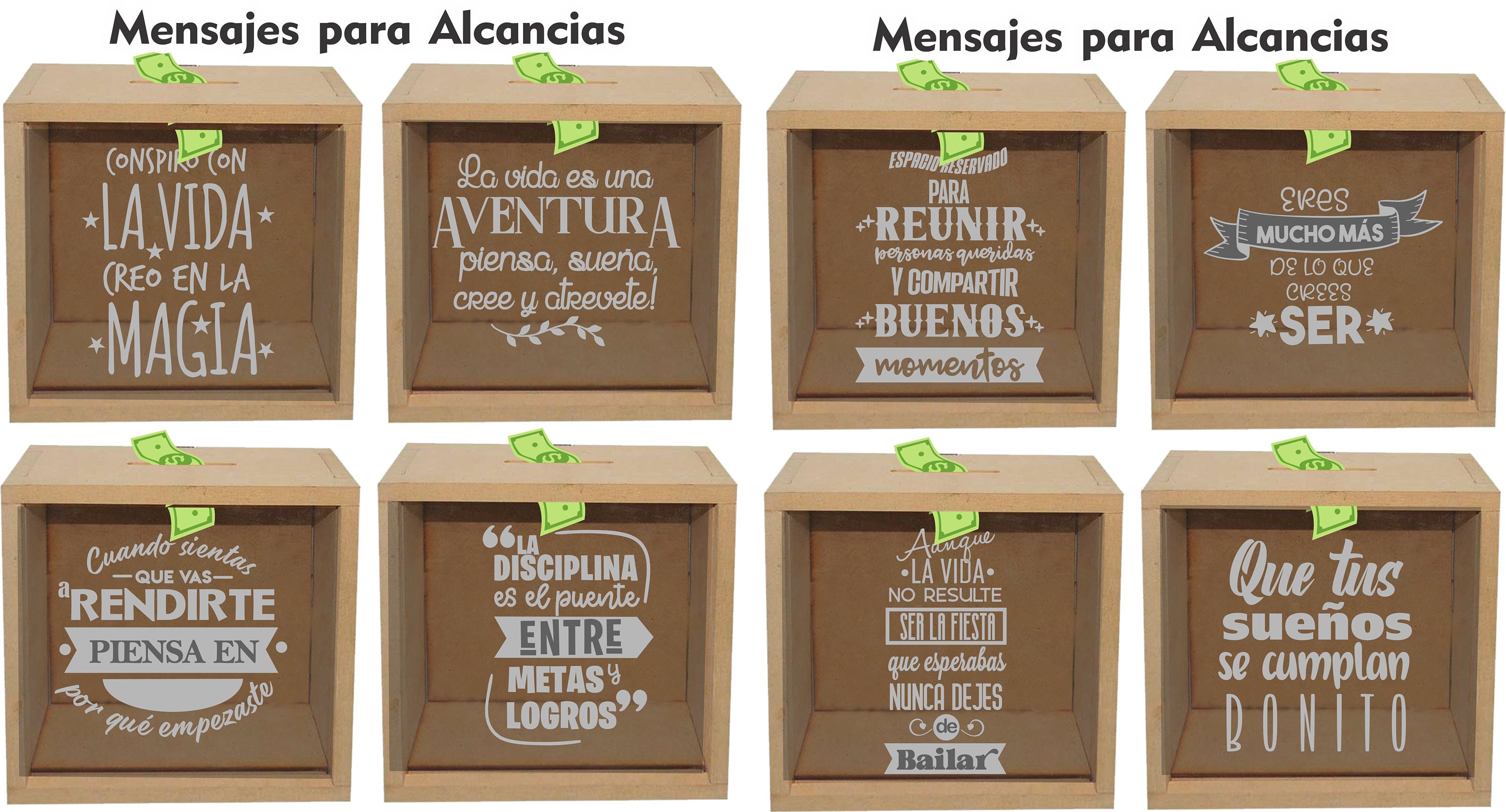 Mensajes para alcancias svg png dxf silhouette cameo cricut money box ...