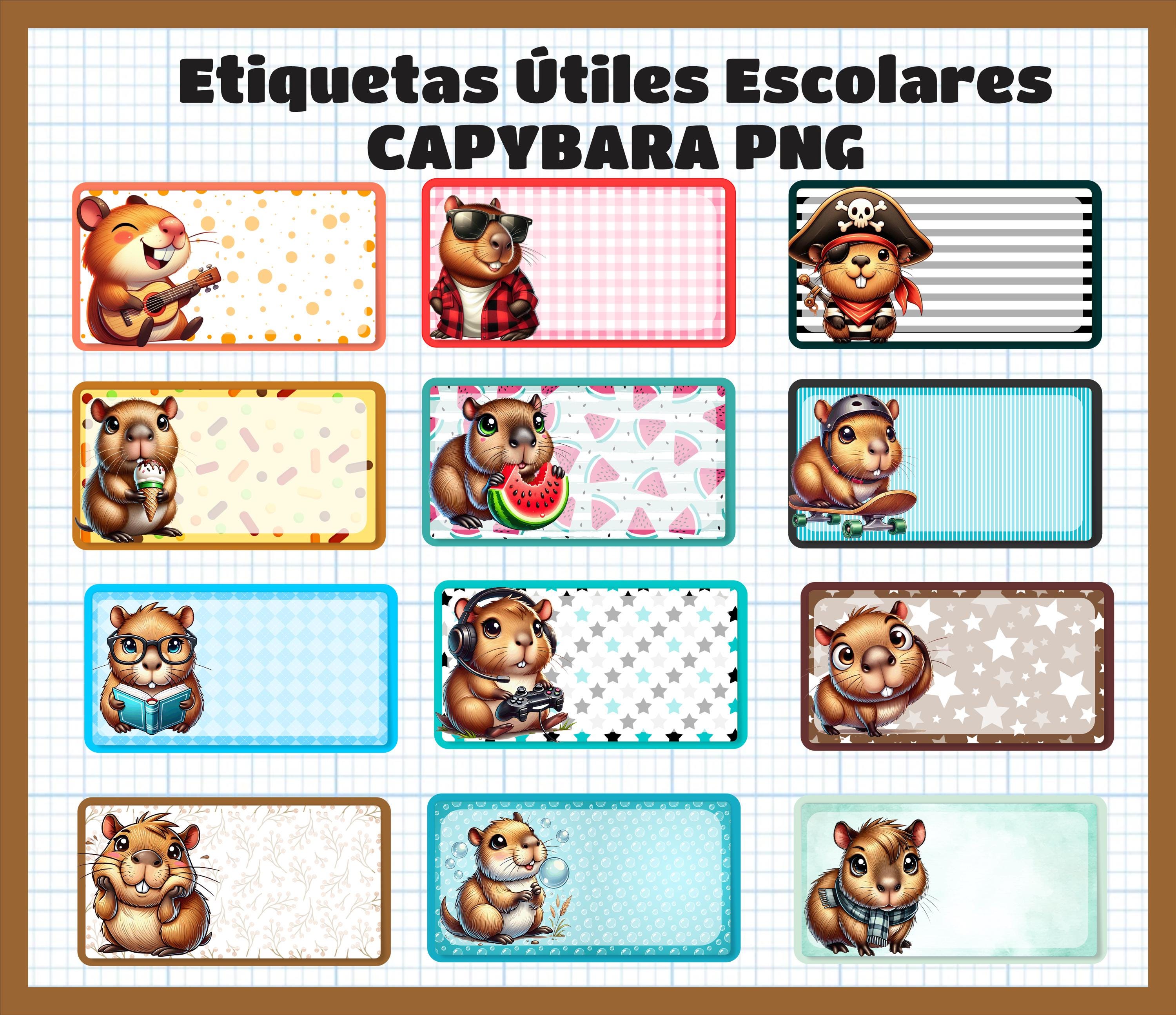 Capybara etiquetas para utiles escolares png etichette per la scuola ...