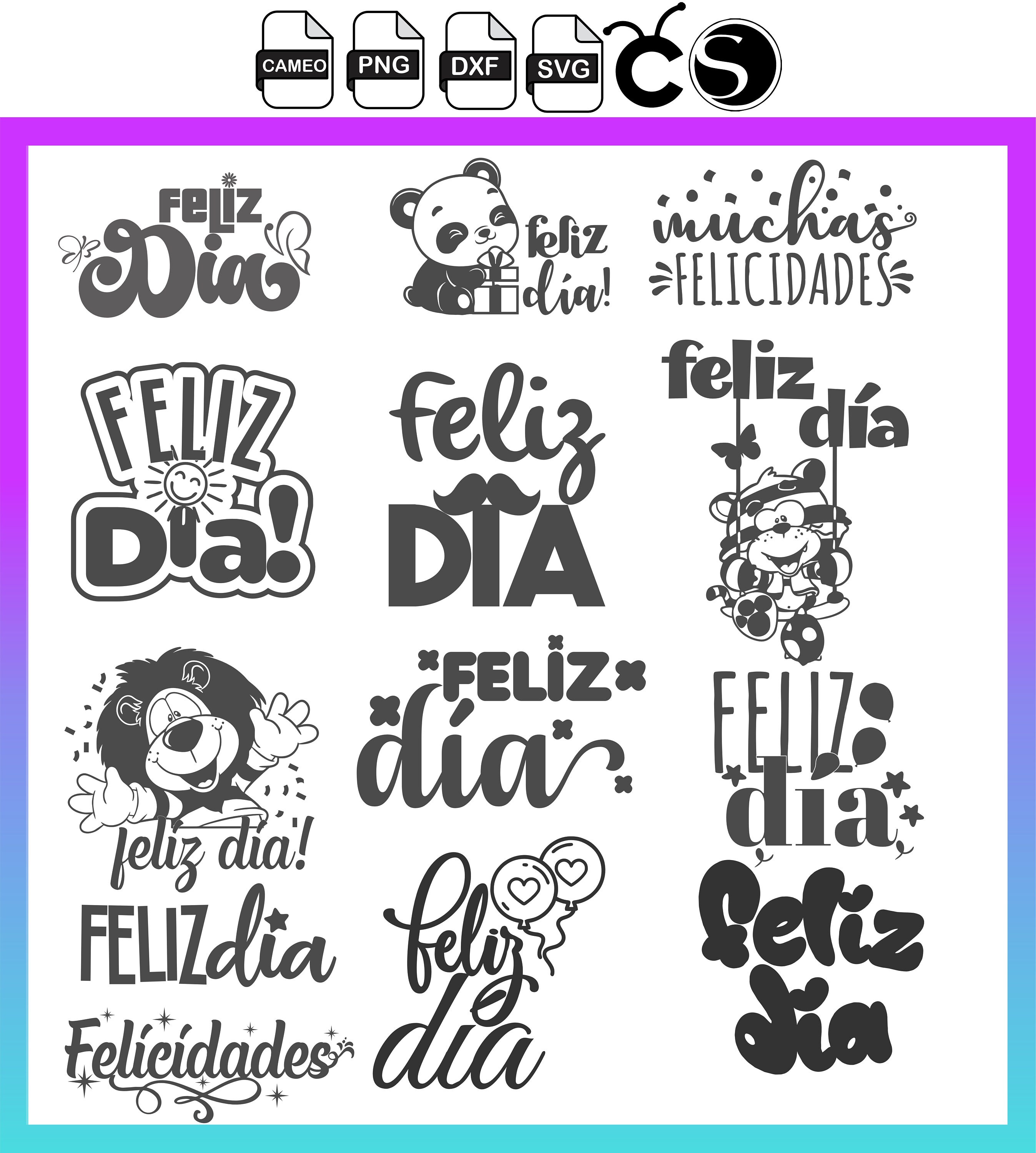 Bundle Svg Happy Day Svg Png Dxf Silhouette Cameo Studio Cricut Files ...