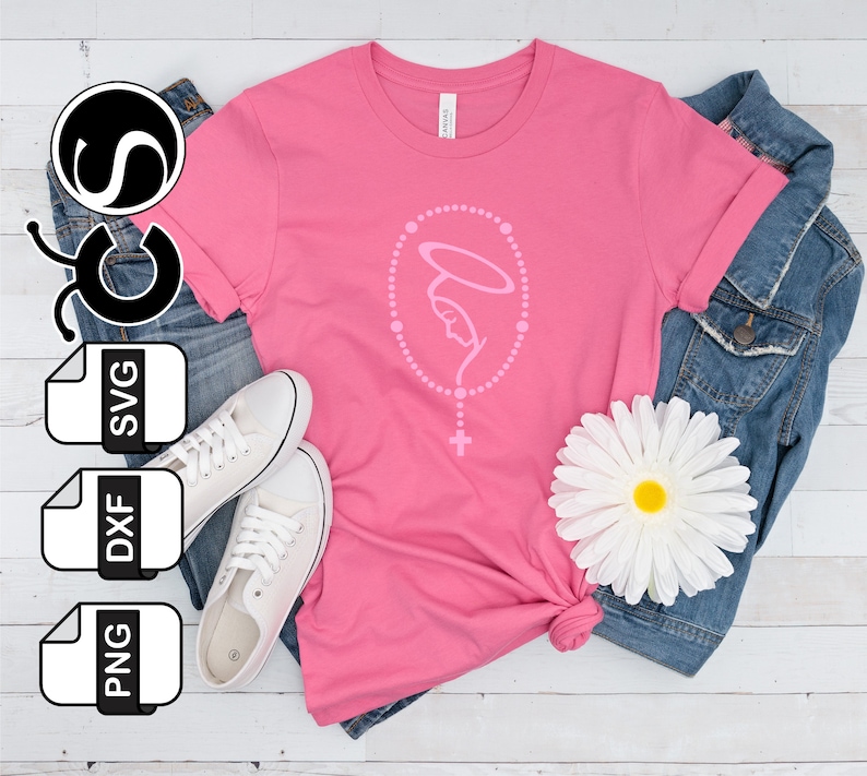 Rosary Holy Mary Svg Png Dxf Cameo Silhouette Rosary of the Virgin Mary ...