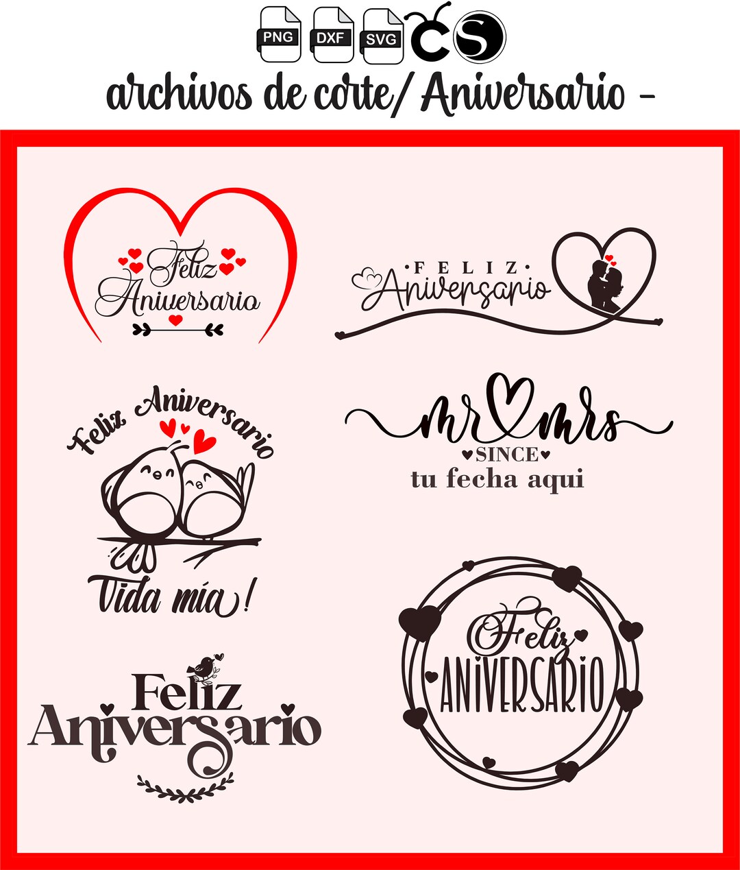 Happy Anniversary Svg Dxf Png Cameo Studio Silhouette Love Love Couple ...