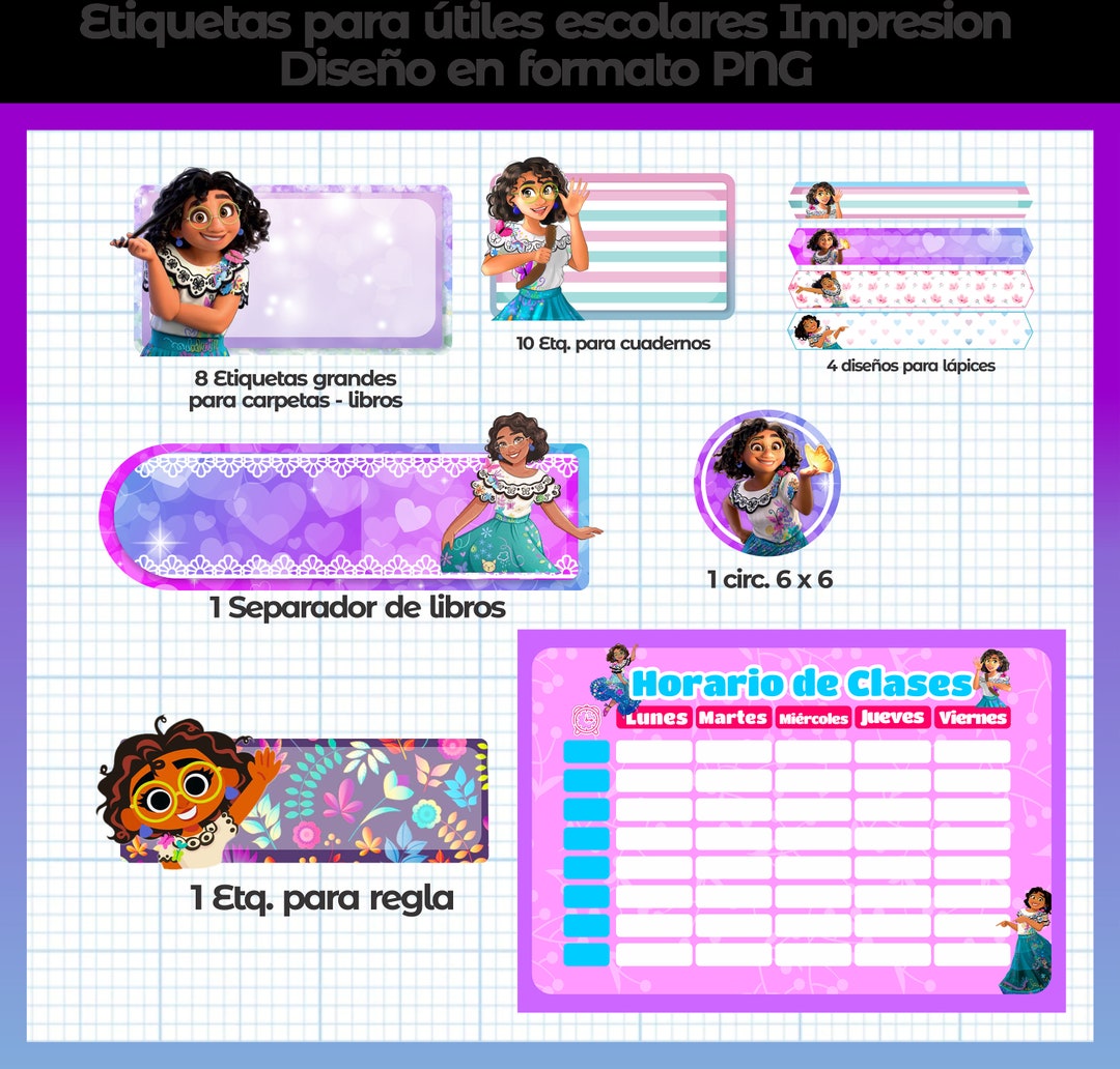 Etiquetas Labels png diseños niña girl etichette school supplies 学用品 ...