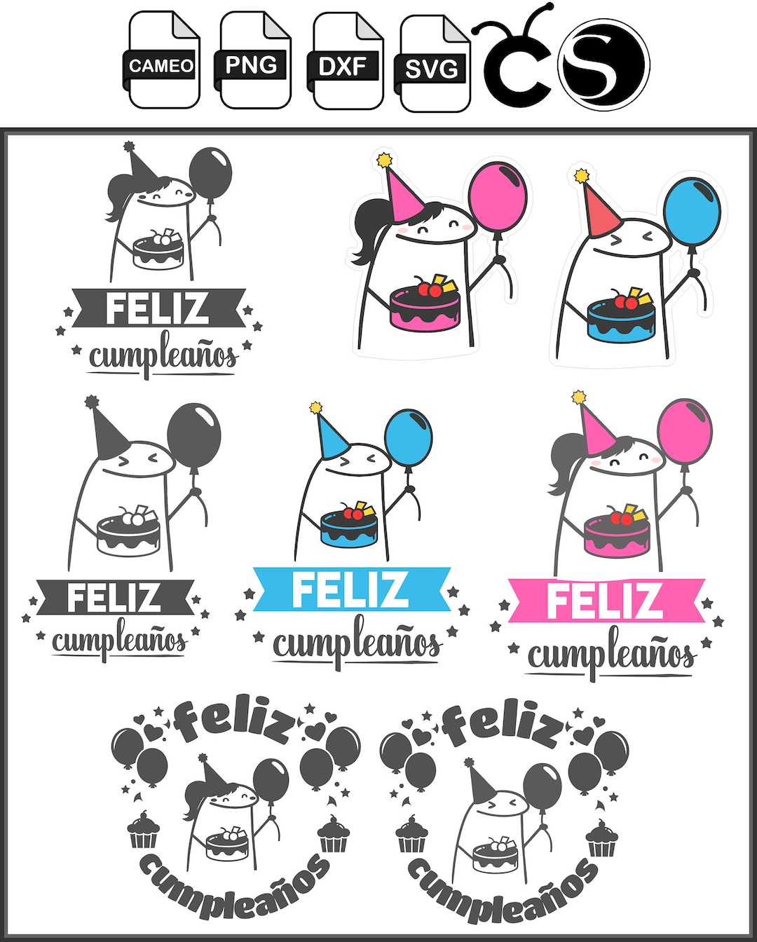 Flork cumpleaños svg flork deformitos cumple svg png dxf silhouette ...
