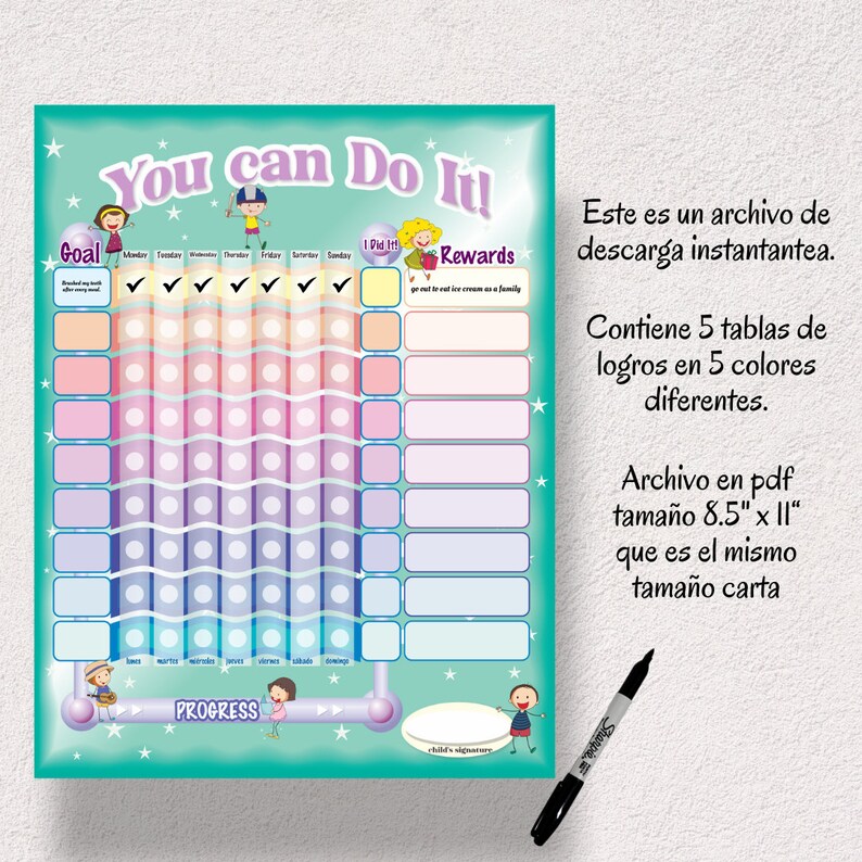 Printable Reward Chart, Printable Achievement Chart, Printable letter ...