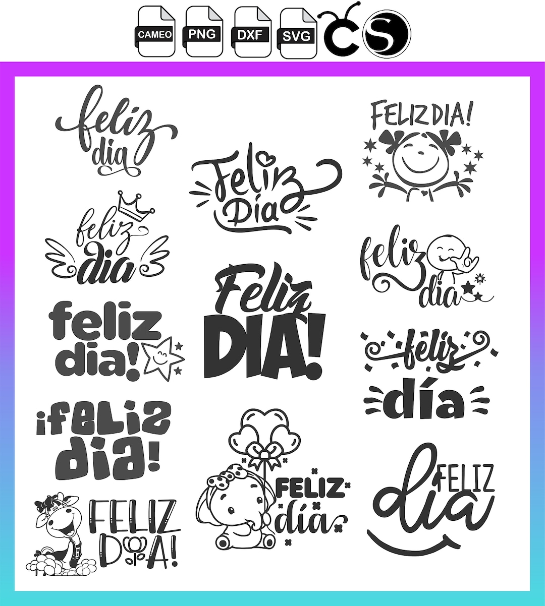 Bundle SVG Happy Day SVG PNG dxf Silhouette Cameo Studio Cricut Dateien ...