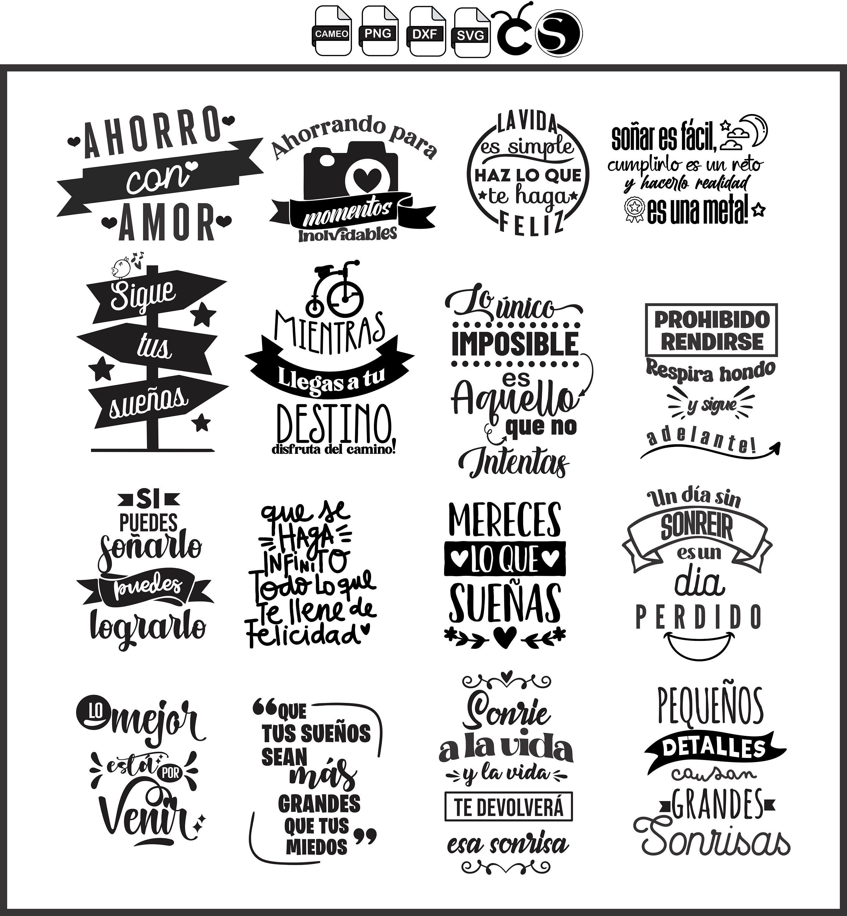 Mensajes para alcancias svg png dxf silhouette cameo cricut money box ...