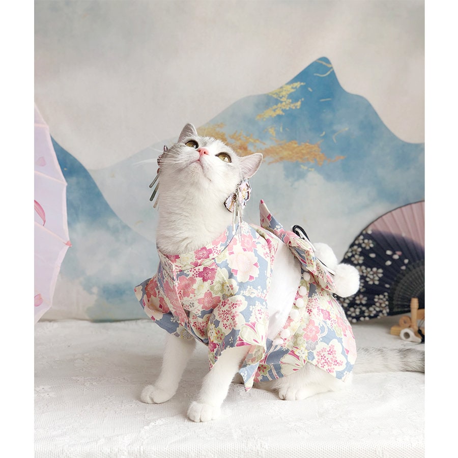 Kimono Style Flora Blue/red/purple Pet Clothing Pets Costume Cat ...