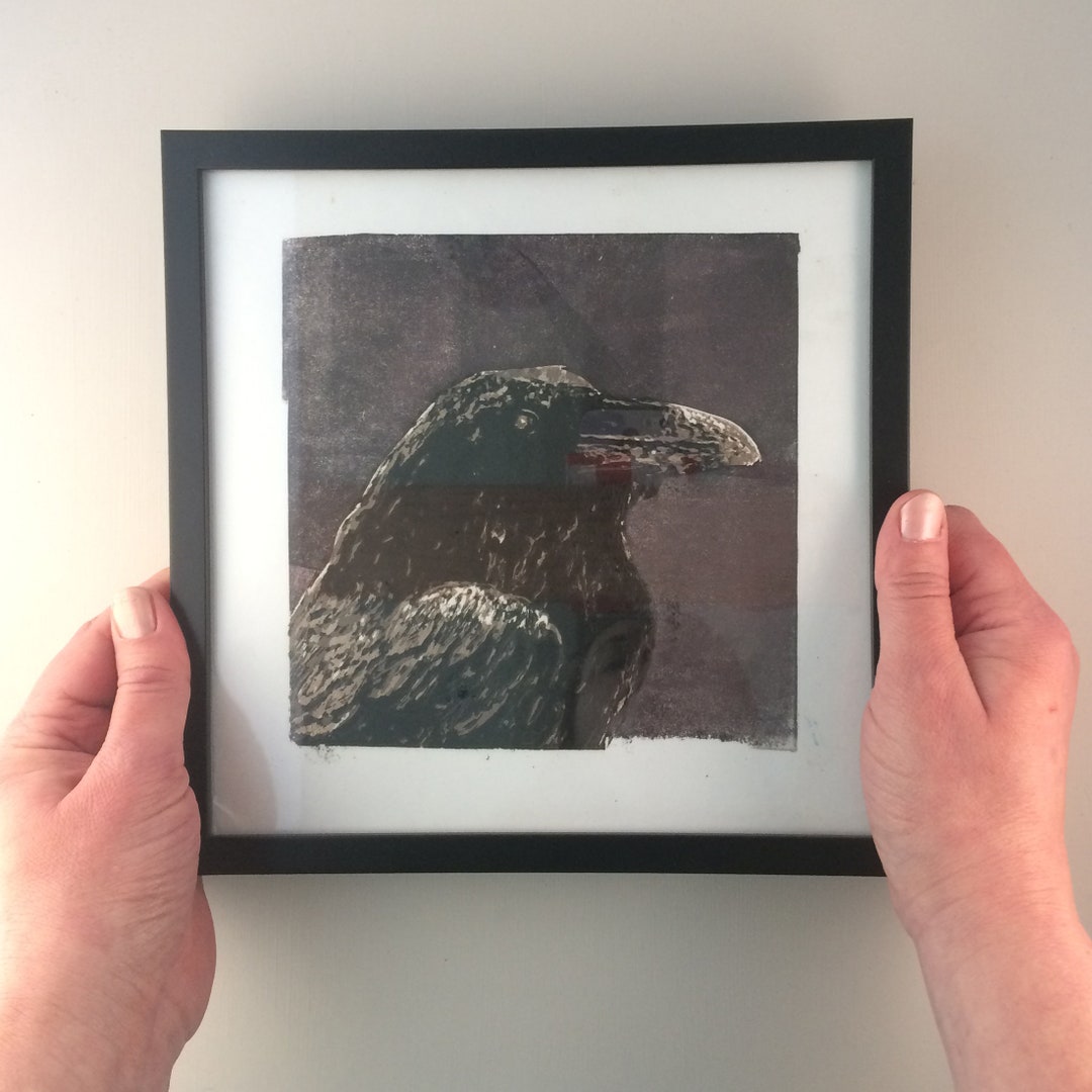 RAVEN, Woodcut, Handmade and Signed Print, Including Frame, Bird Art ...