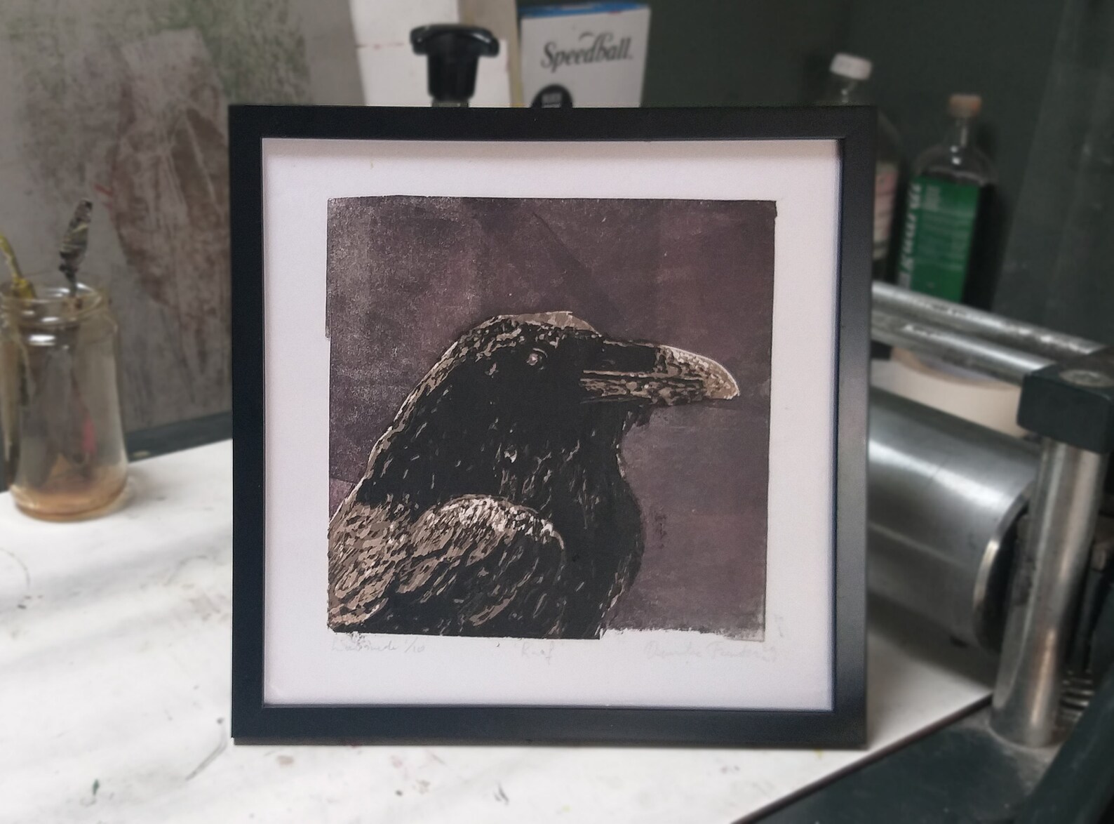 RAVEN, Woodcut, Handmade and Signed Print, Including Frame, Bird Art ...