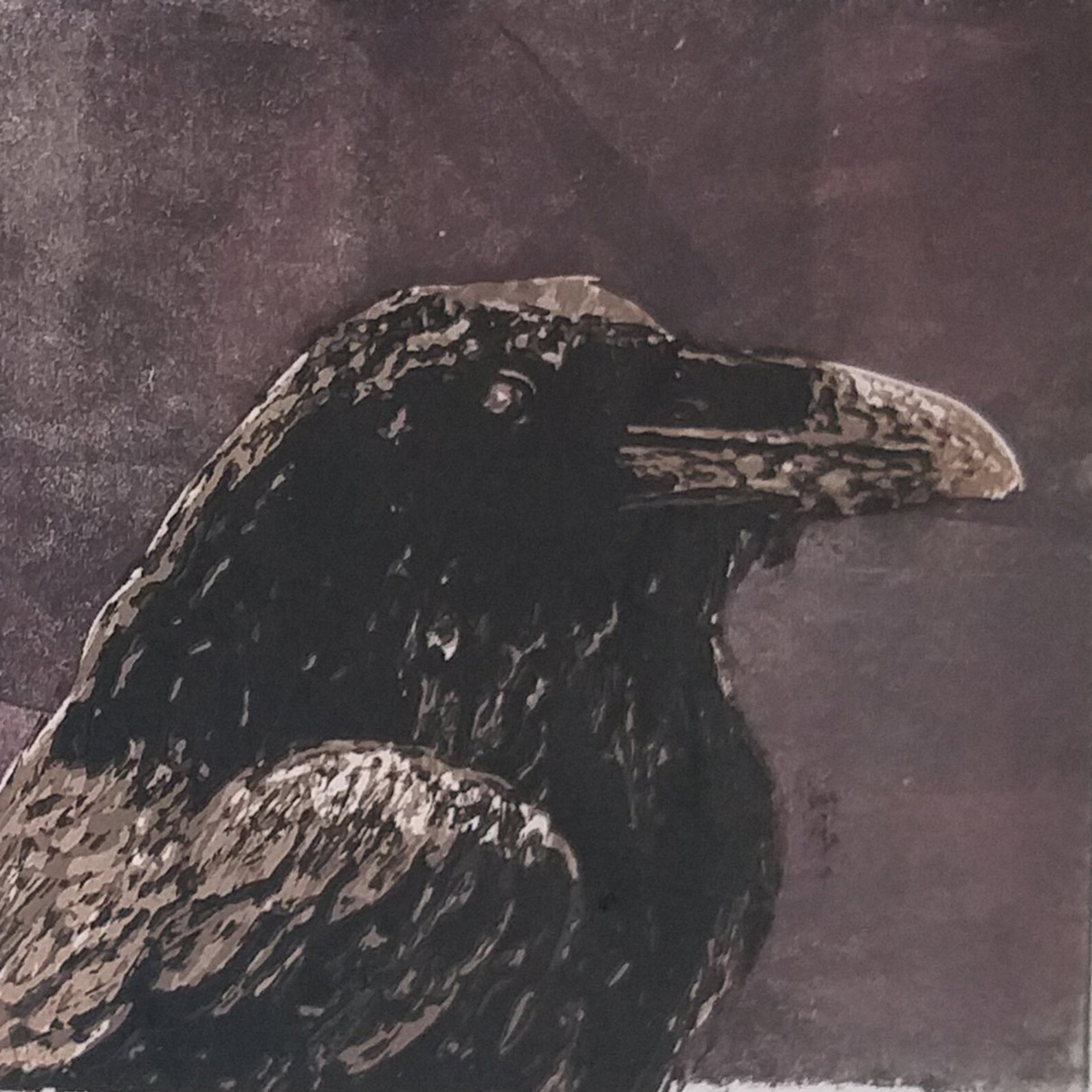 RAVEN, Woodcut, Handmade and Signed Print, Including Frame, Bird Art ...