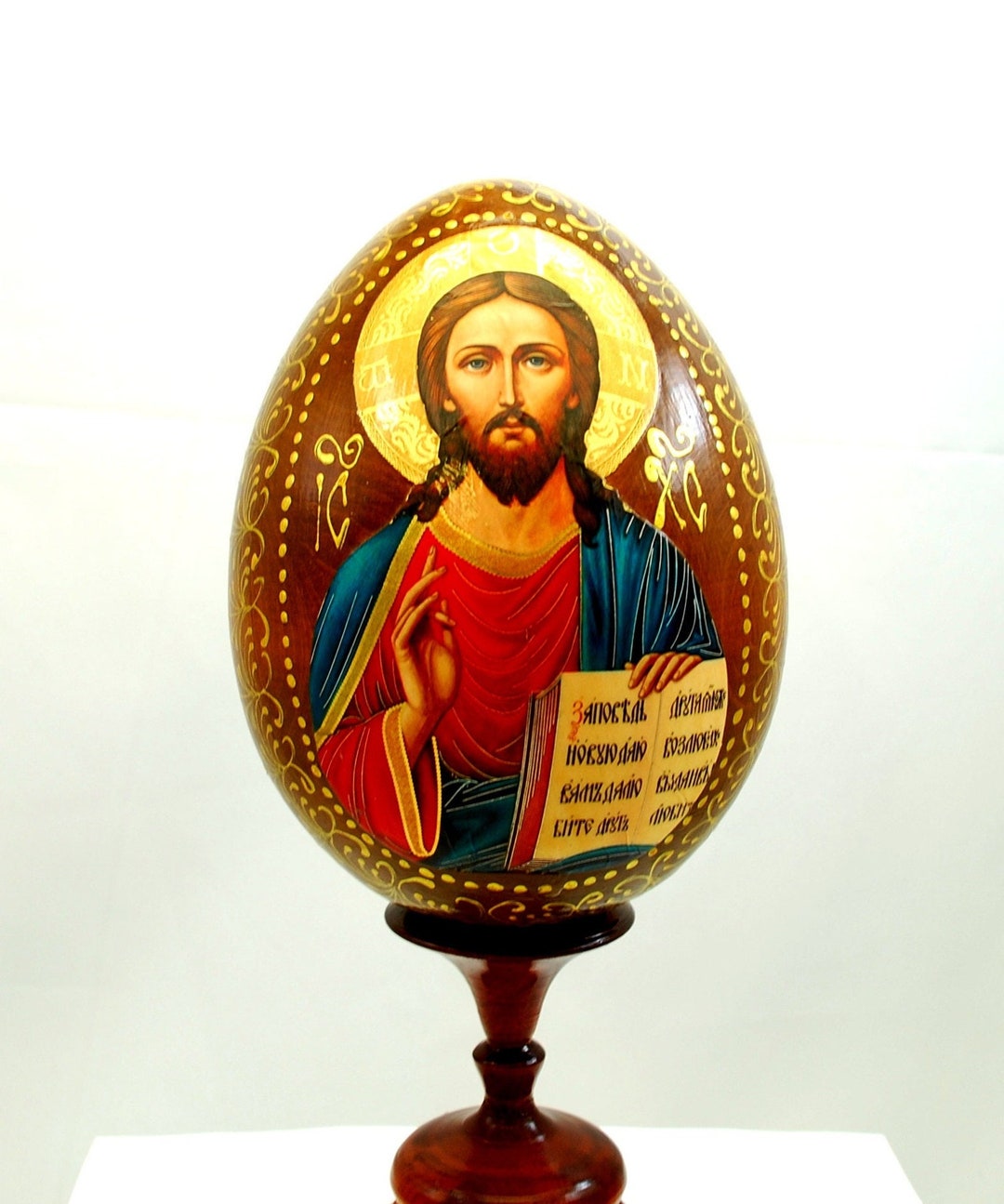 Orthodox Wooden Easter Egg / Orthodox Icon / Christ Almighty / Full ...