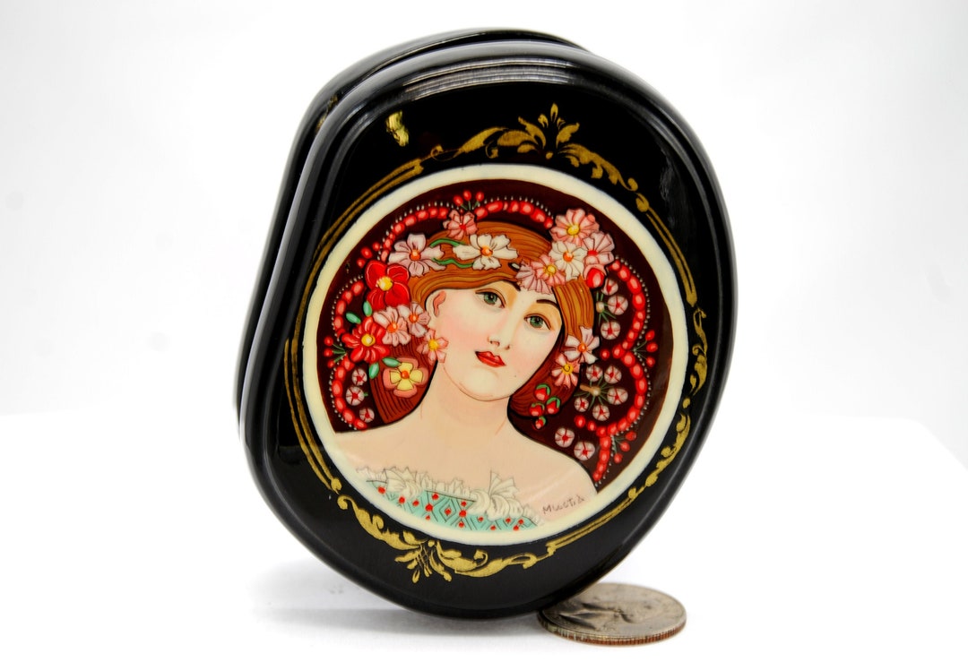 Jewelry Box / Art Style / Miniature / Copy Alphons Mucha - Pensiveness ...