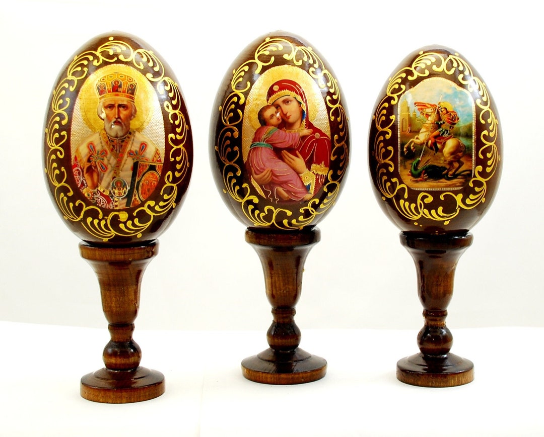 Set Orthodox Easter Eggs / Mother of God,nicholas the Wonderworker ...